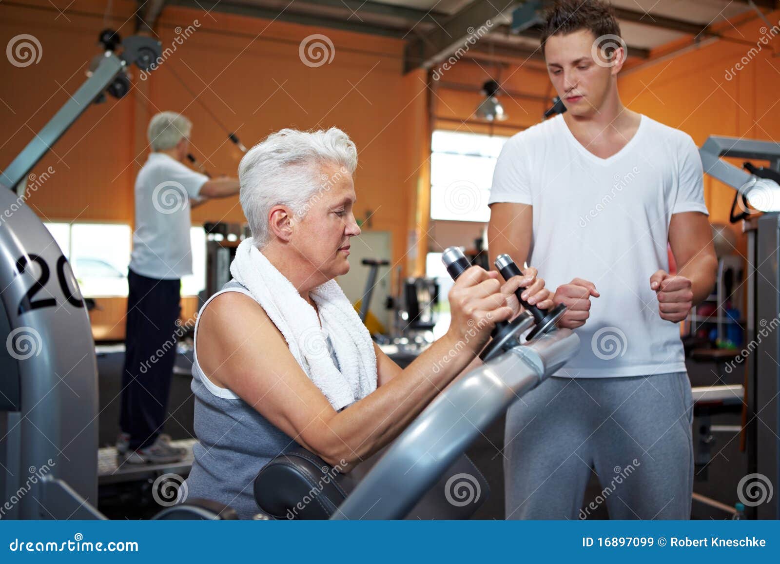 Fitness Trainer Coaching Woman Stock Image - Image of device, center ...