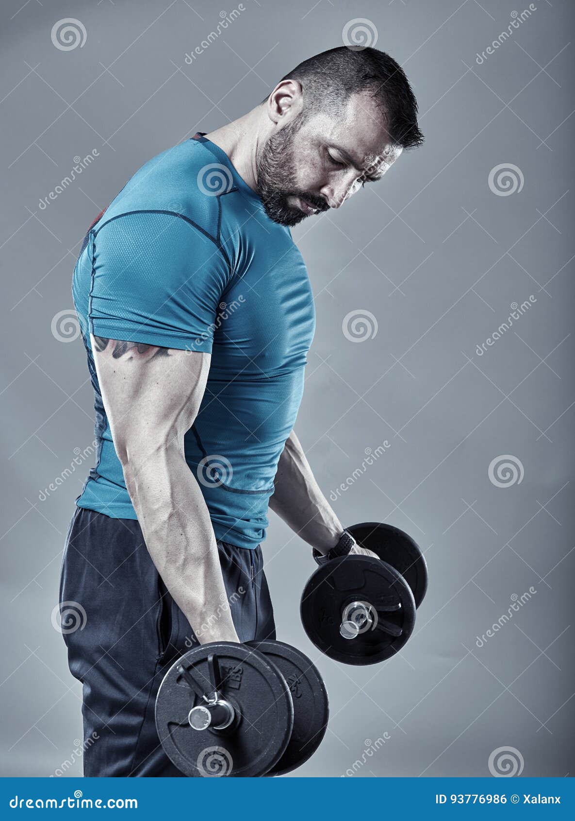 Fitness Trainer Doing Biceps Workout Stock Photo - Image of leisure ...