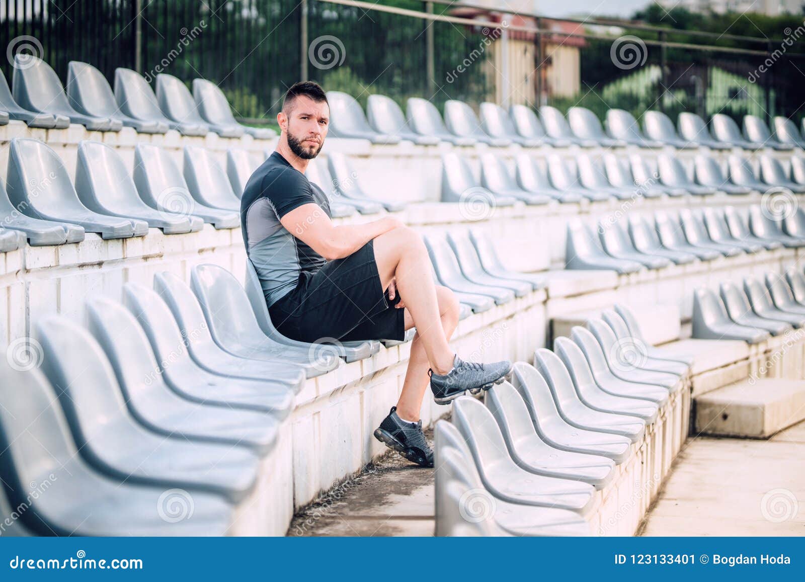 Fitness Trainer Resting after Workout. Athlete Details Stock Image ...