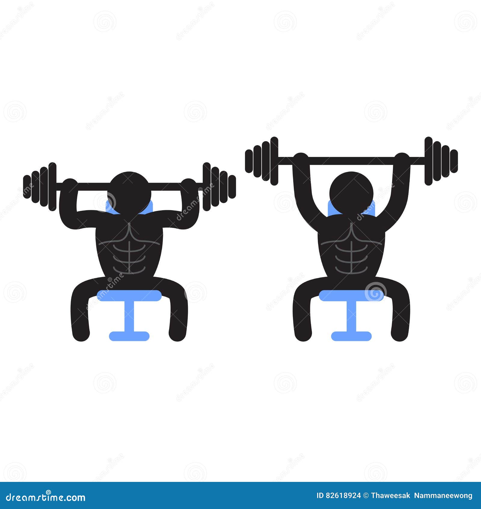 Fitness and Weight Training Barbell Shoulder Press Exercise Stock ...