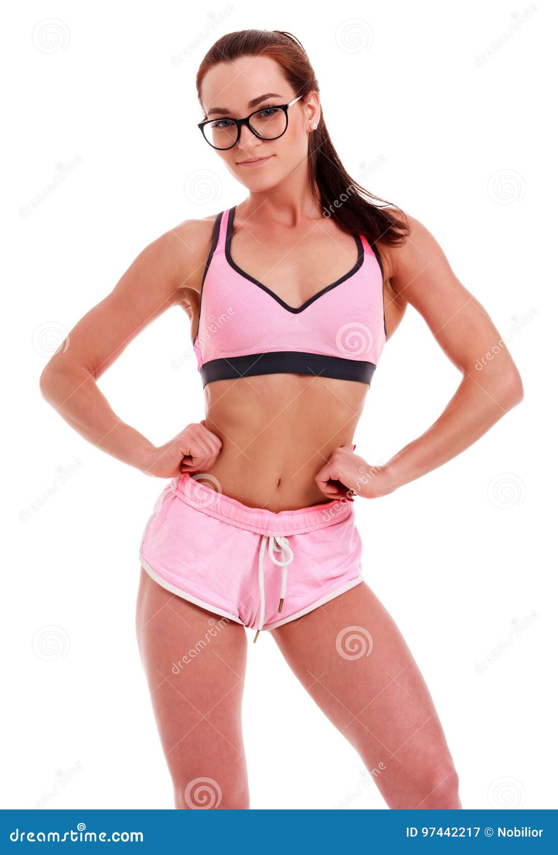 Fitness Woman In Big Eyeglasses Stock Image Image Of Beautiful Hair 97442217