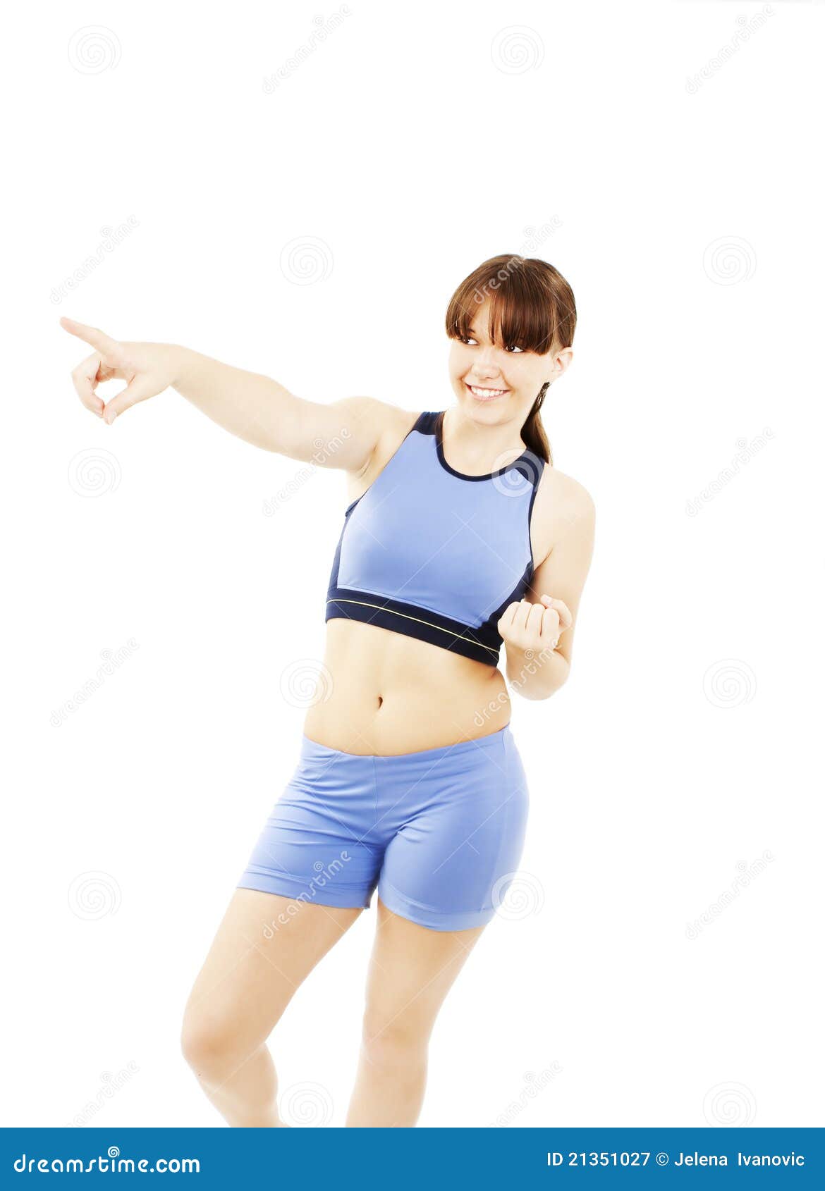 Fitness Woman Doing Aerobic Pointing Stock Image - Image of exercise ...