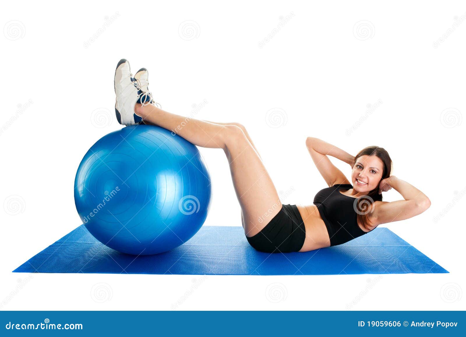 Fitness Woman Doing Crunches on Gym Mat Stock Photo - Image of ...