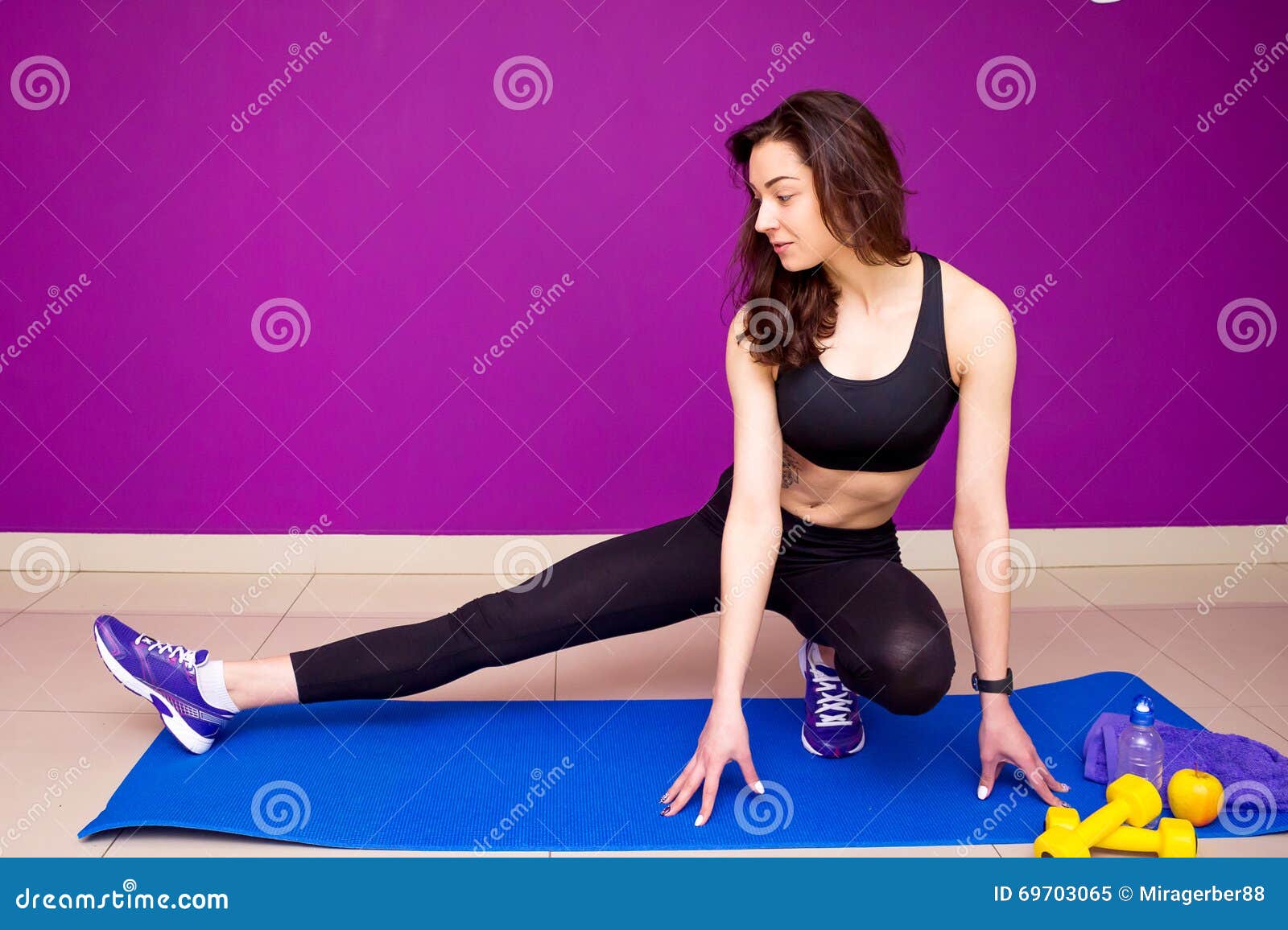 Fitness Woman Doing Stretching Exercise Stock Image - Image of happy ...