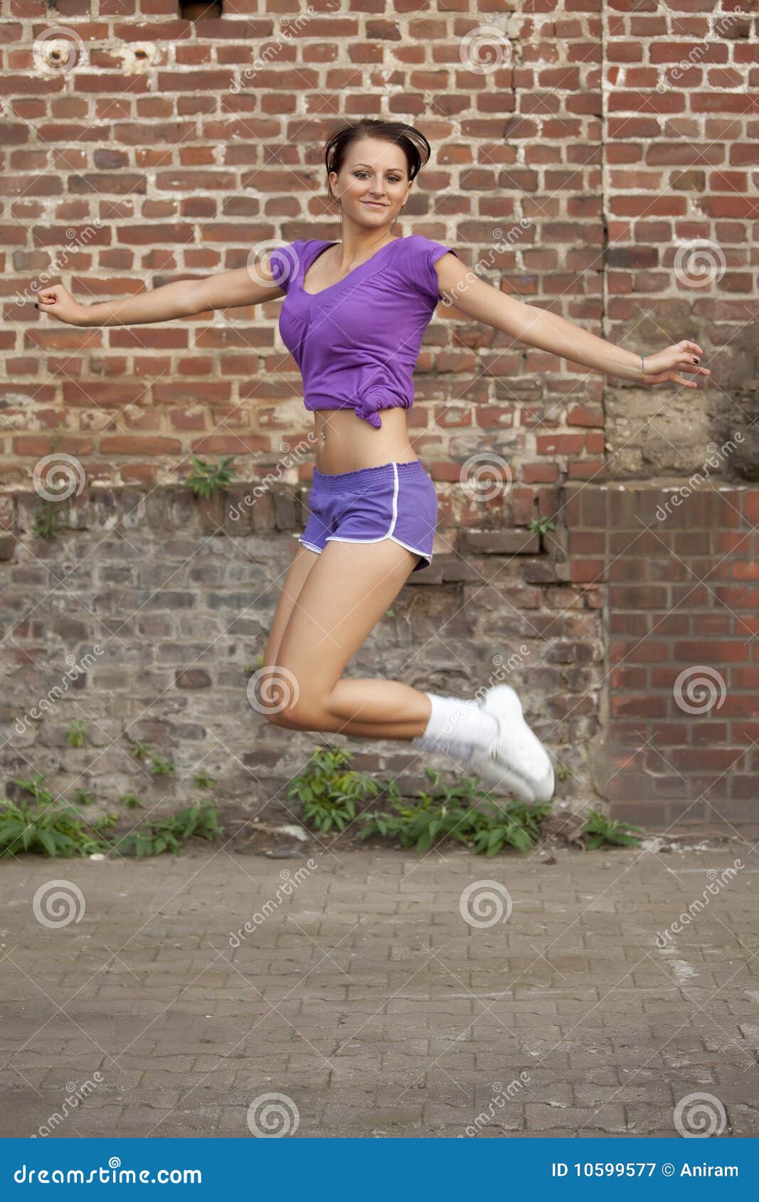 Fitness woman jumps stock image. Image of jumping, workout - 10599577