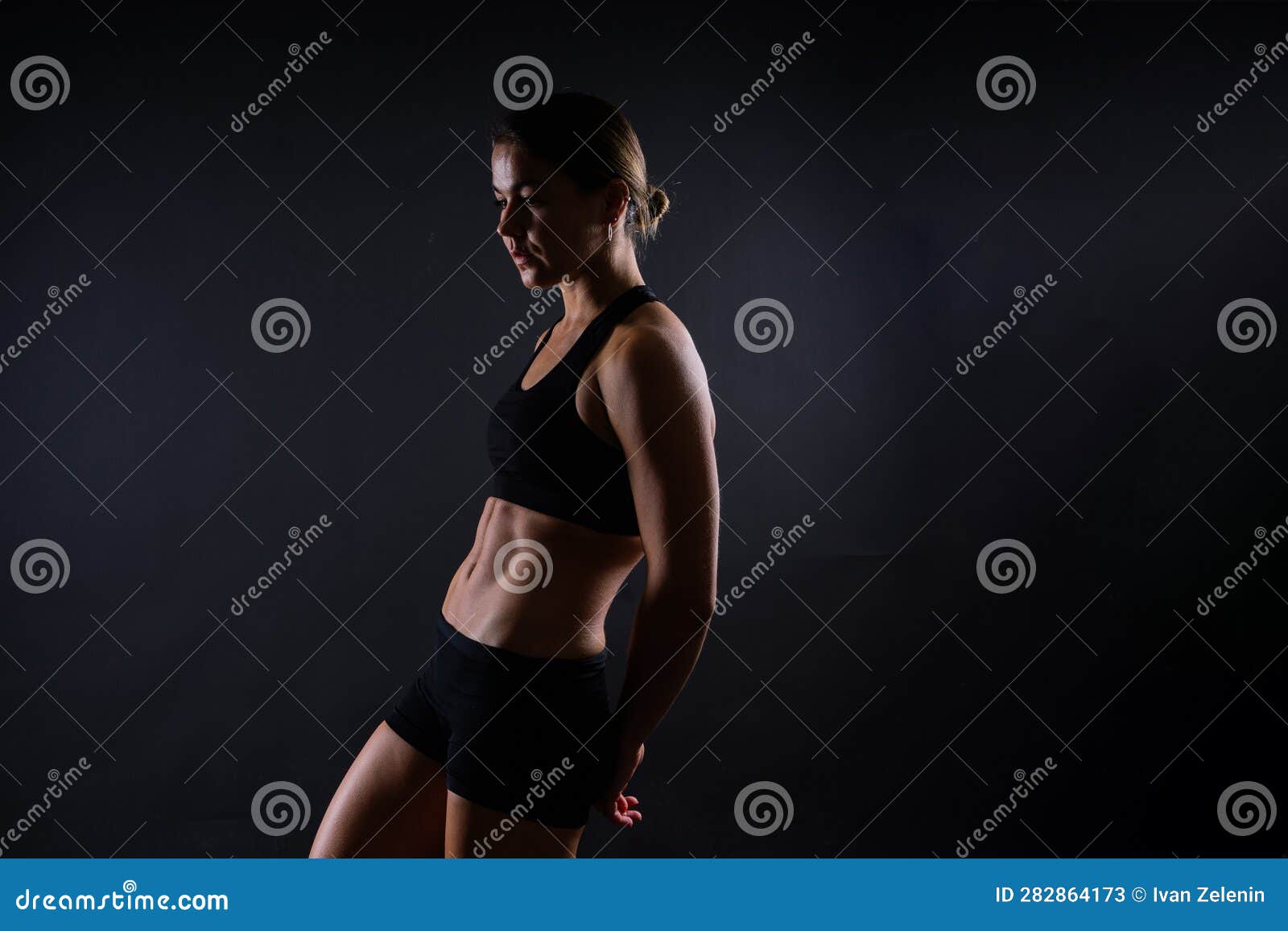 Fitness Woman Showing Abs And Flat Belly Isolated Athletic Female