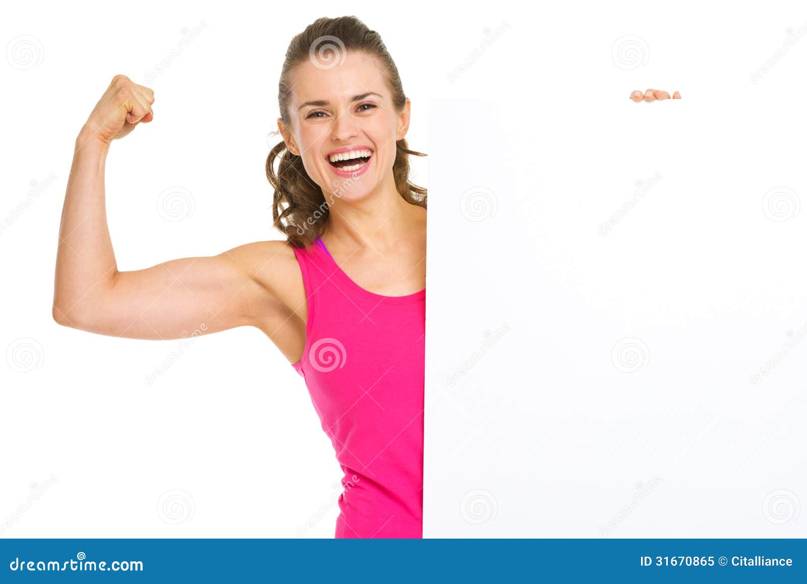 Fitness Woman Showing Biceps and Blank Billboard Stock Image - Image of ... Fitness Woman Showing Biceps and Blank Billboard Stock Image - Image of ...