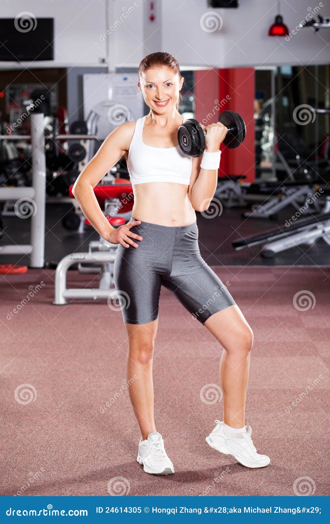 Fitness Woman Using Dumbbell Stock Image - Image of full, lifestyle ...