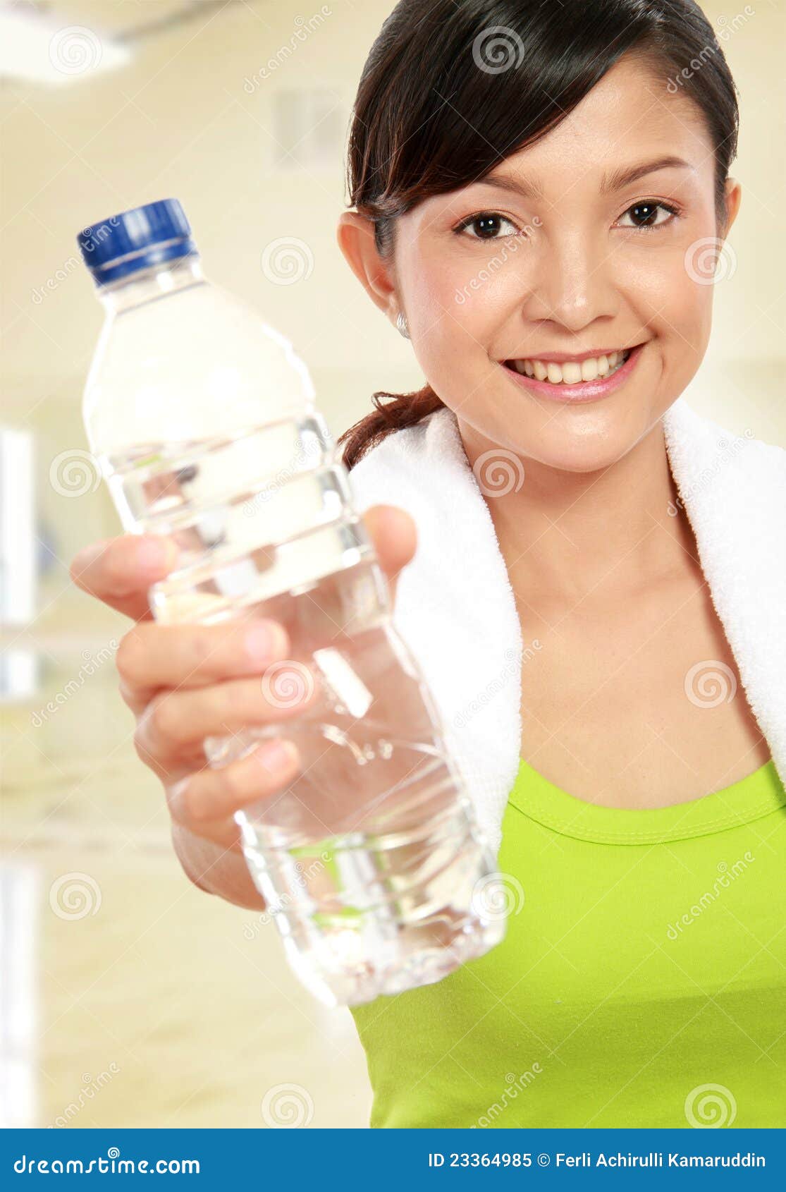 Fitness woman with water stock image. Image of indoor - 23364985