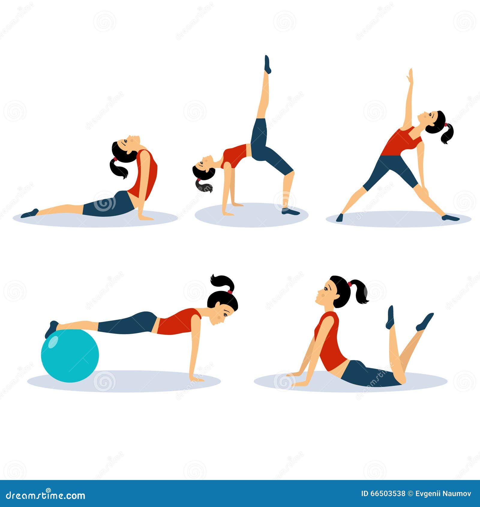 Fitness Women Workouts Set. Vector Illustration Set Stock Vector ...
