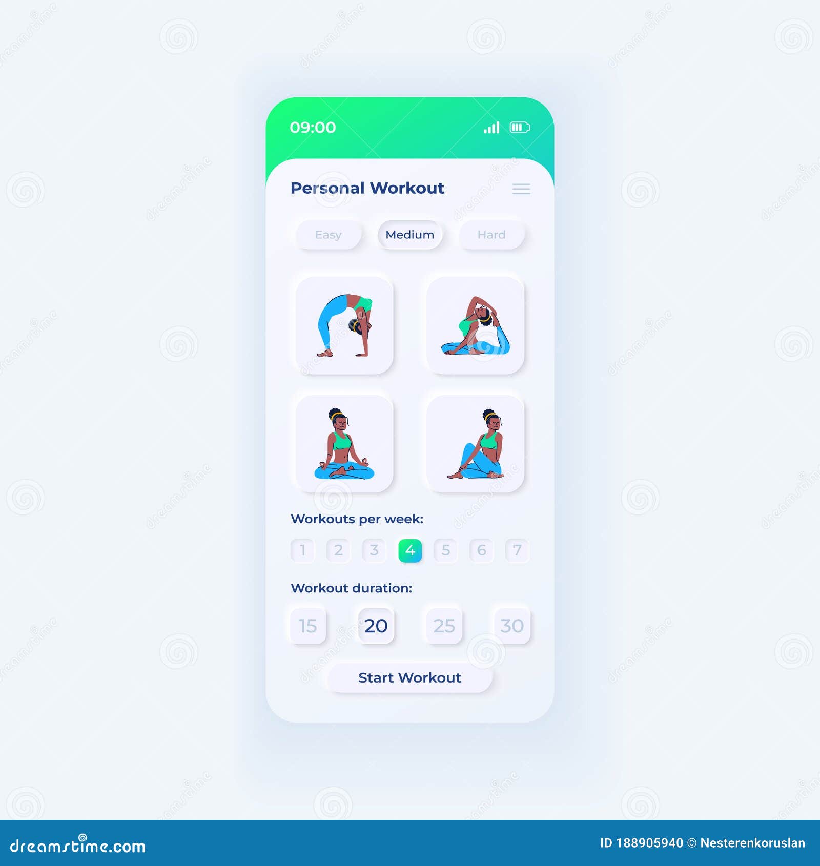 Fitness Workout App Smartphone Interface Vector Template Stock Vector ...