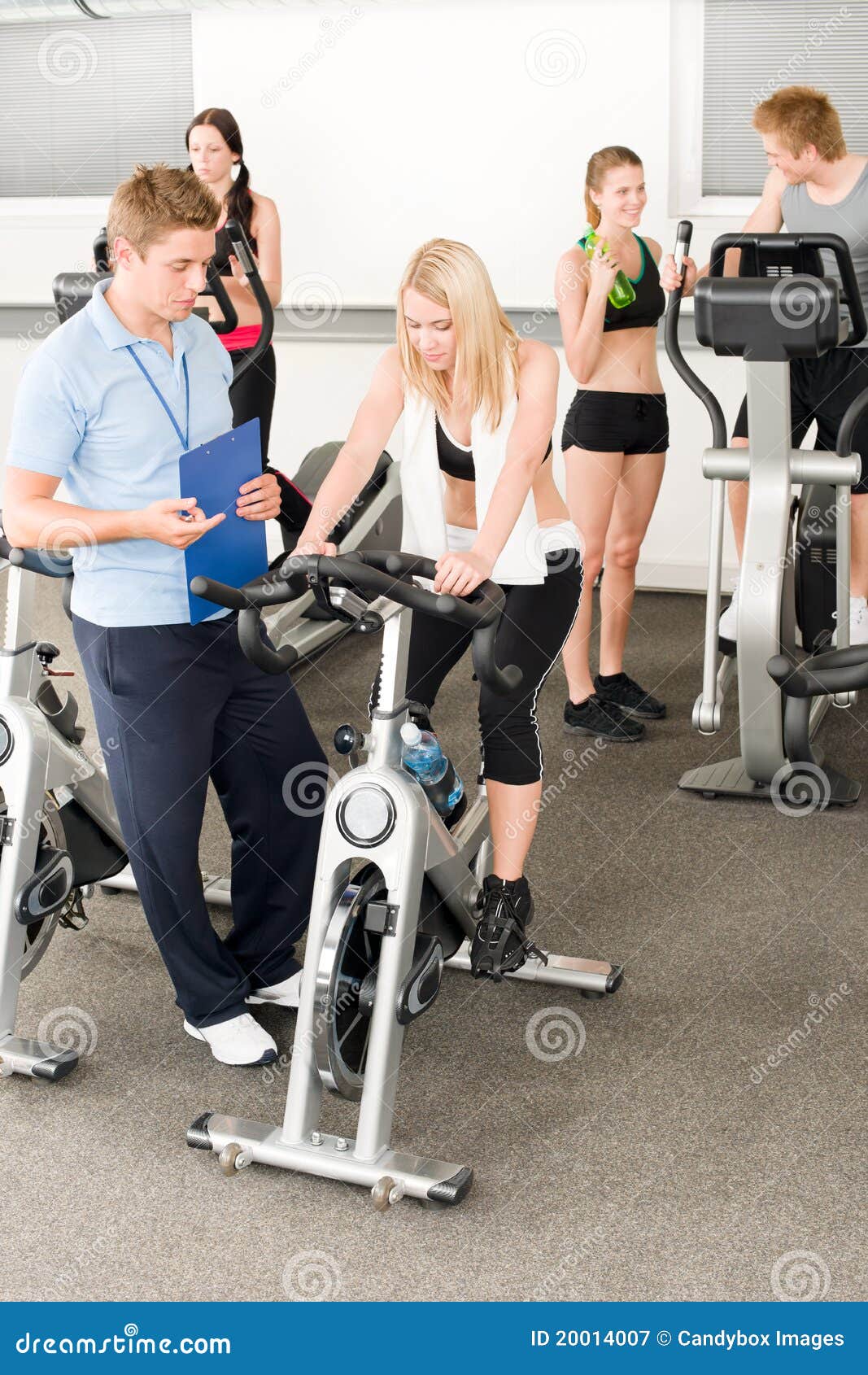 Fitness Young Girls at Gym with Instructor Stock Image - Image of ...