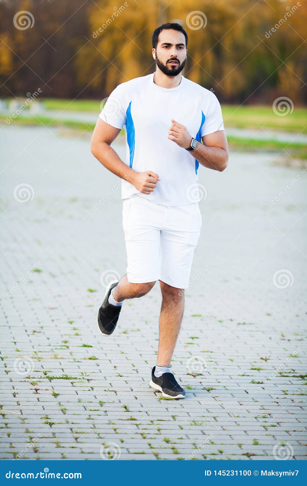 Fitness. Young Man Running in Urban Environment Stock Photo - Image of ...