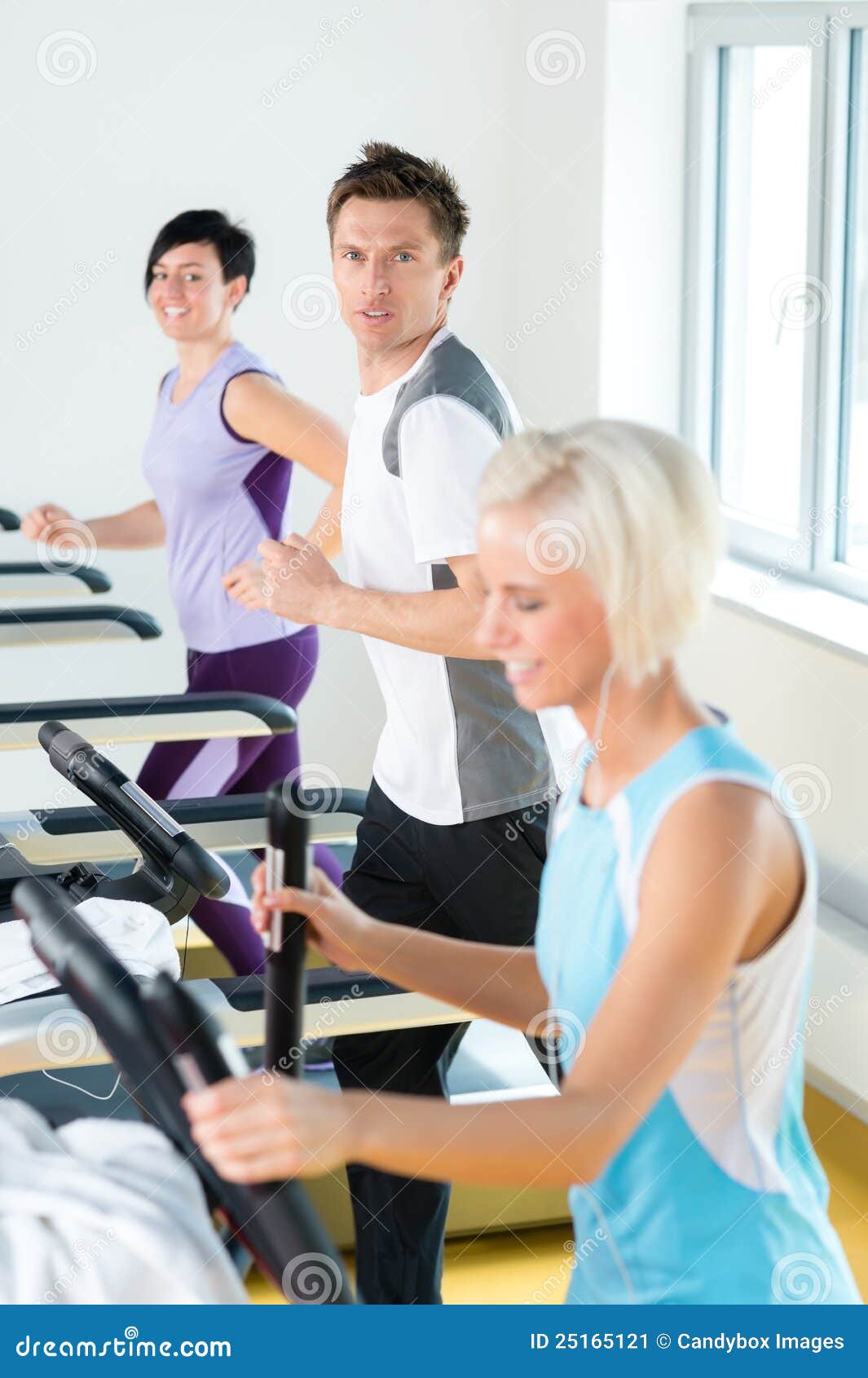 Fitness Young People on Treadmill Running Exercise Stock Image - Image ...