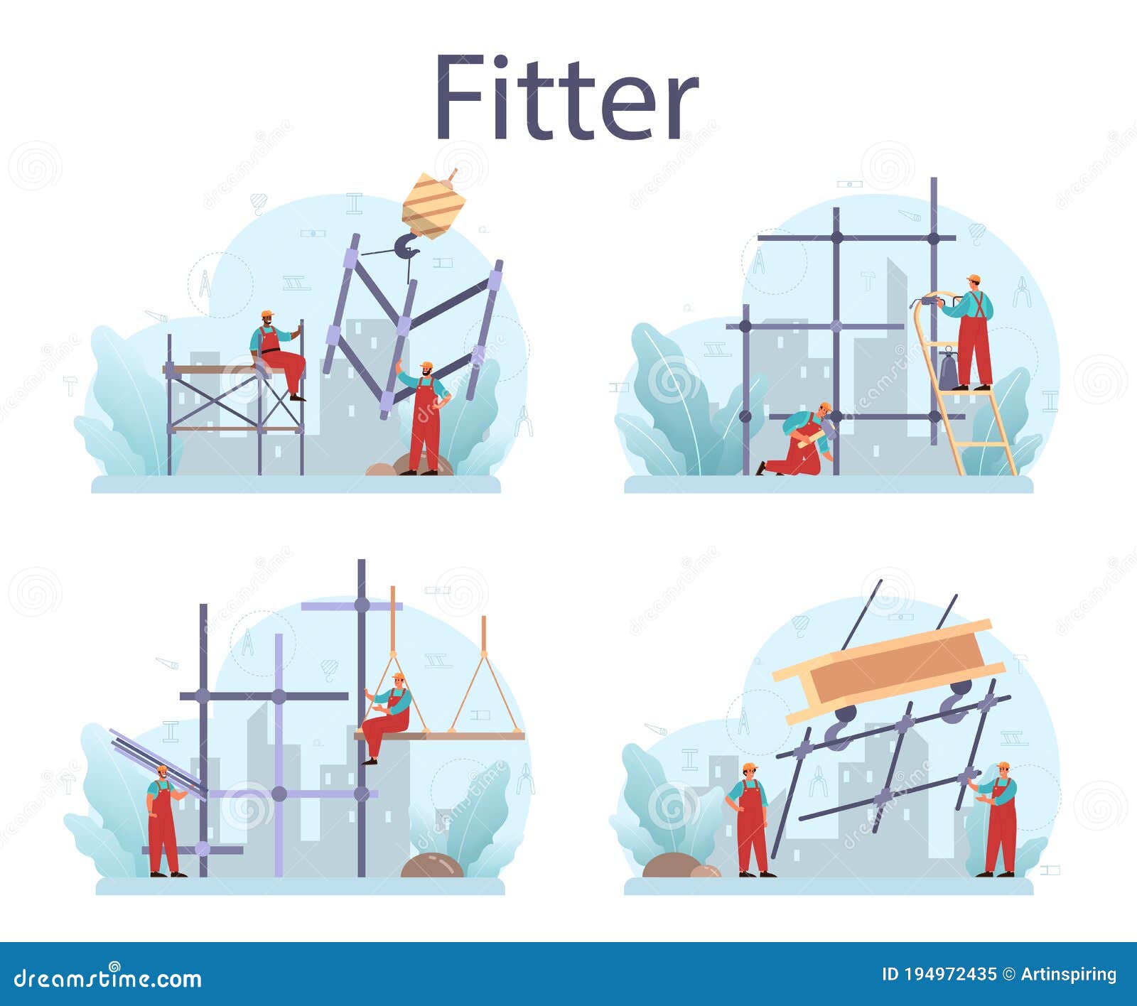 Fitter Or Installer. Industrial Builder At The Construction Site ...
