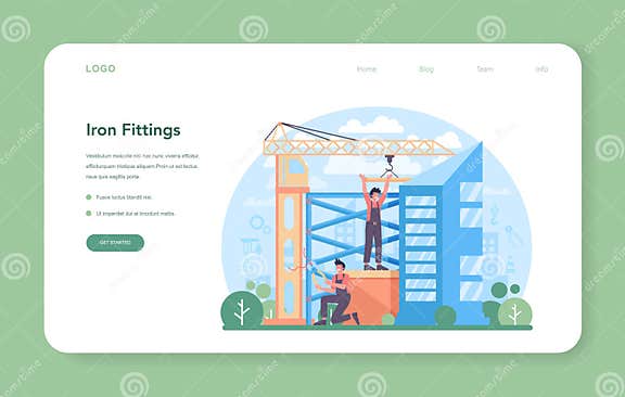 Fitter or Installer Web Banner or Landing Page. Industrial Builder ...