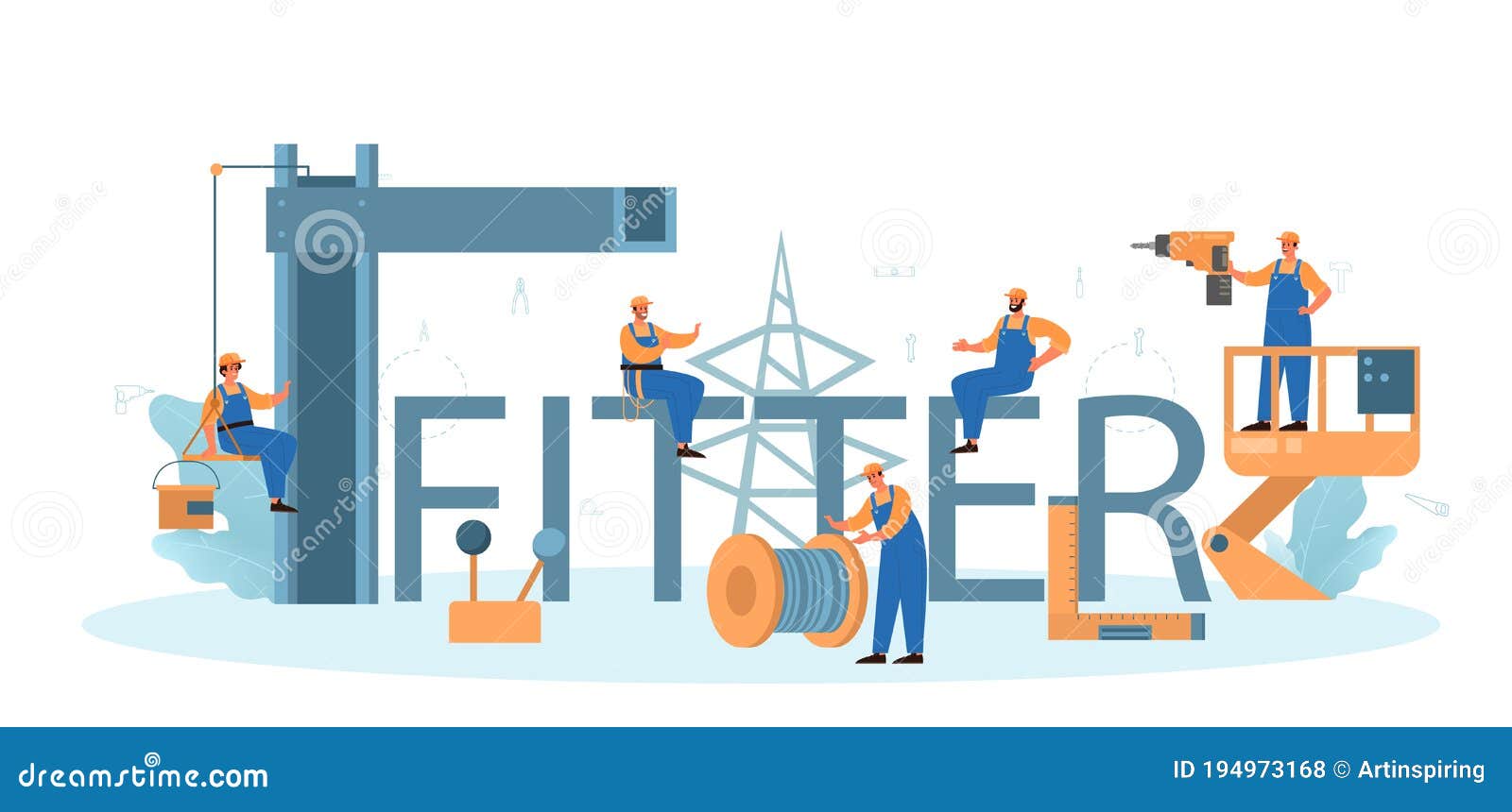 Fitter Installing A Reinforcement. Industrial Builder At The ...