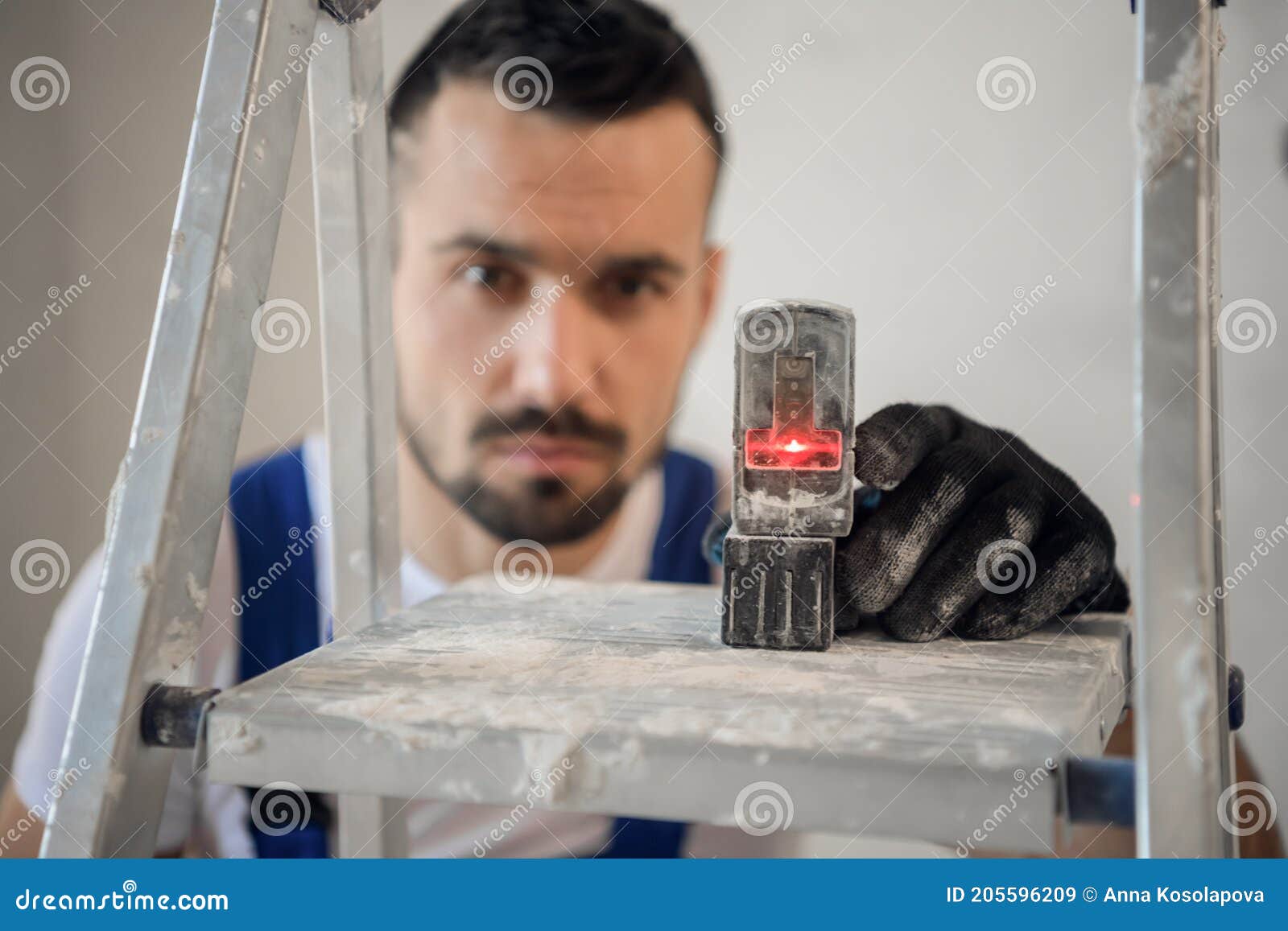 The Fitter Uses an Electronic Ruler, Close-up Stock Image - Image of ...