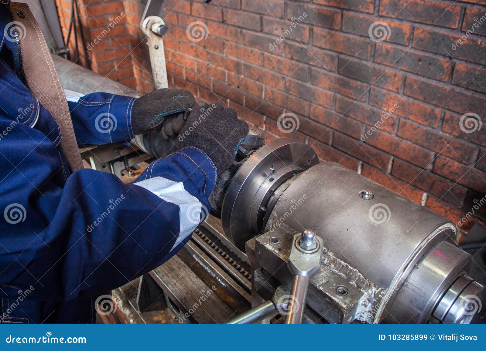 Fitter Working on on an Automatic Welding Machine Stock Image - Image ...