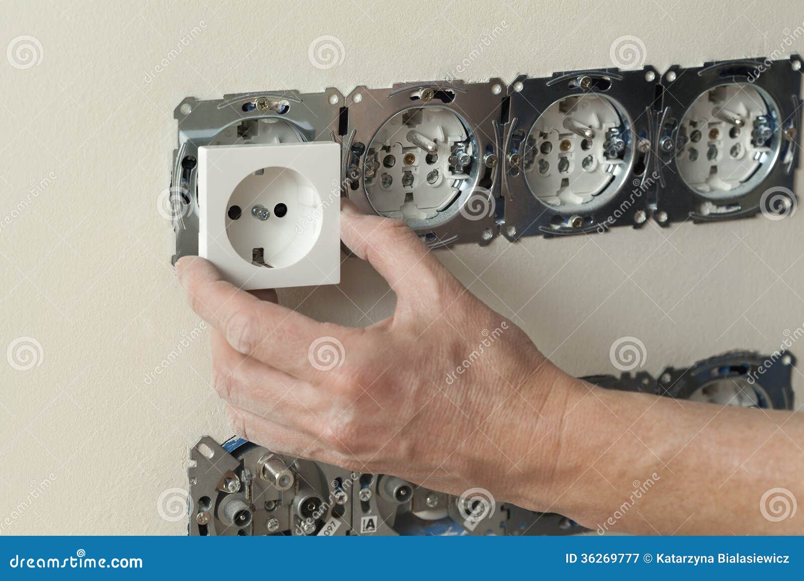 Fitting a Cover of Power Socket Stock Image - Image of power ...