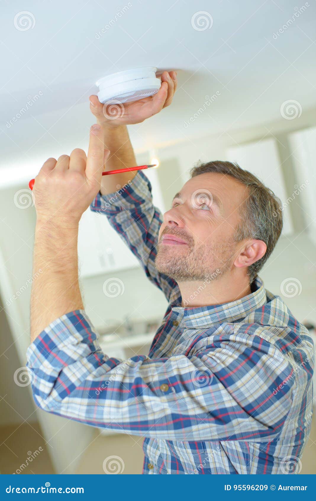 Fitting Fire Alarm To Be Safe Stock Image - Image of prevention, macro ...