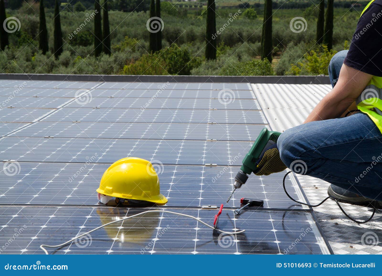 Fitting photovoltaic panel stock image. Image of electrical - 51016693