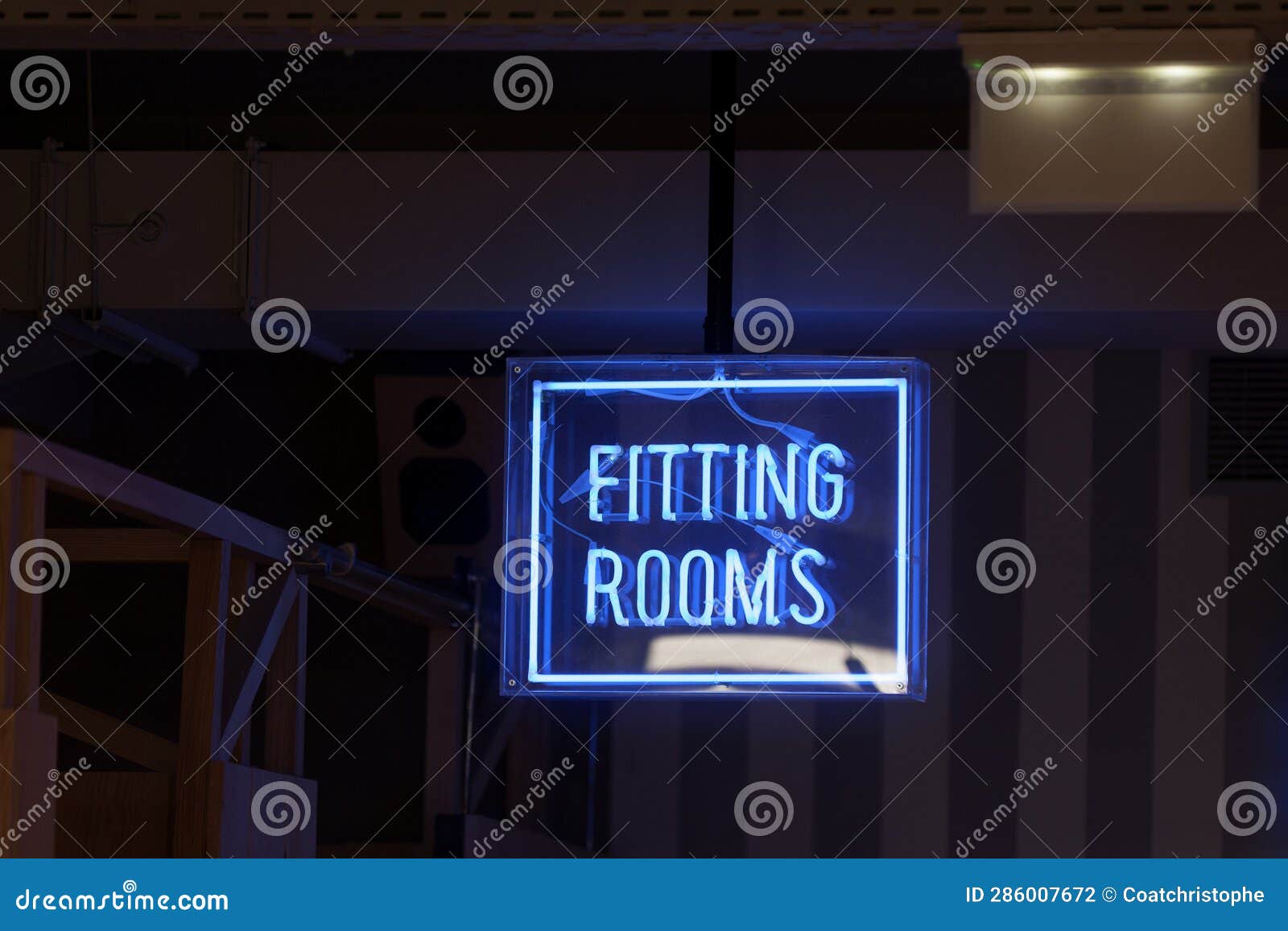 Fitting rooms - Neon light stock photo. Image of rectangular - 286007672