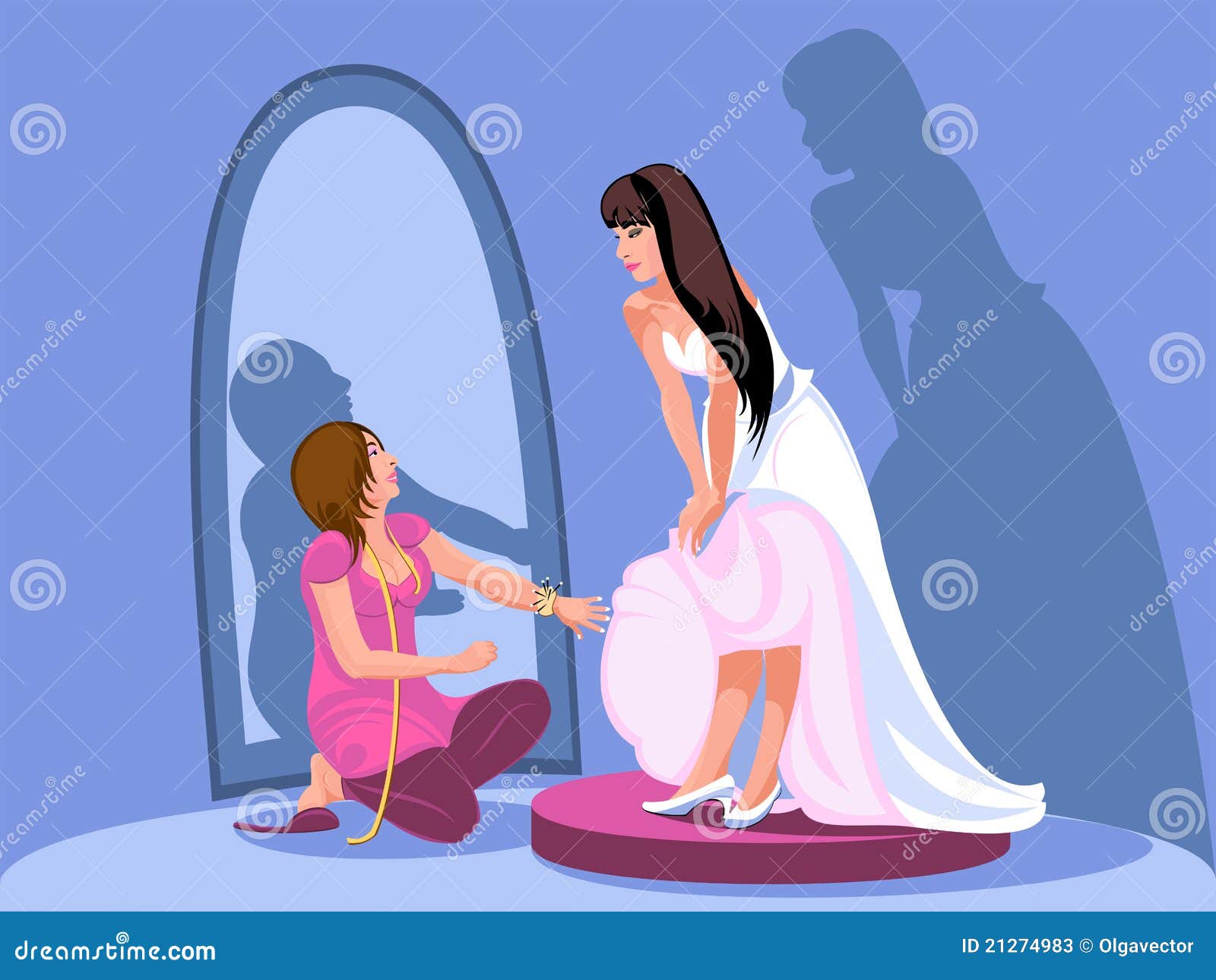 Fitting wedding dress stock vector. Illustration of choice - 21274983