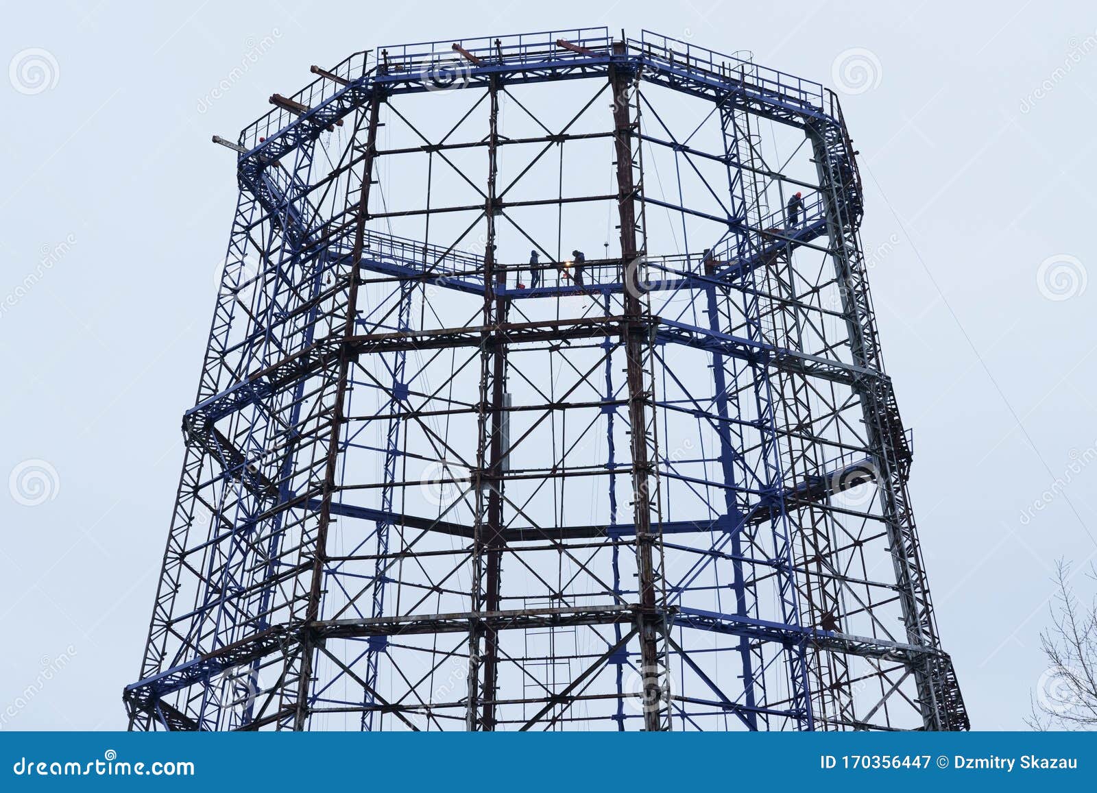 Cooling tower. Repairs stock image. Image of industry - 170356447