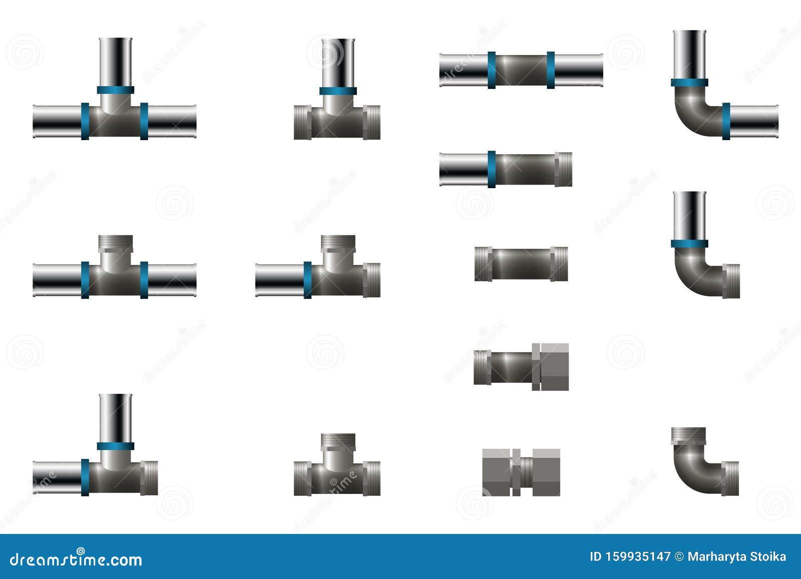 Fittings for Polypropylene Pipe Stock Vector - Illustration of drain ...