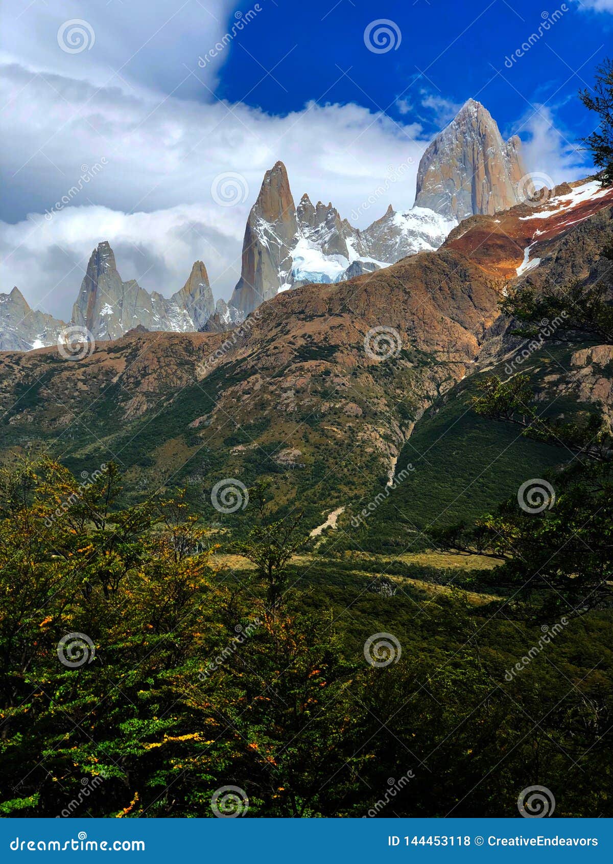 Fitz Roy Massif with Clouds - El Chalten, Argentina Stock Photo - Image ...