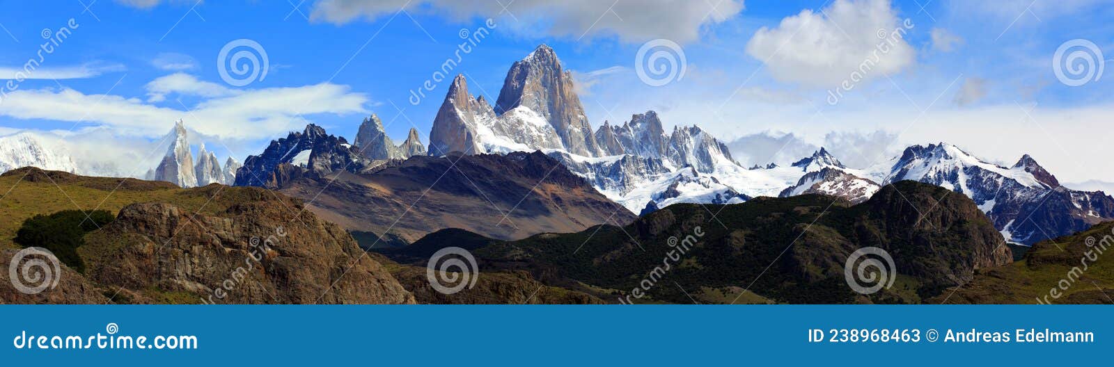 Mountain Panorama of the Fitz Roy Massif Stock Image - Image of fitz ...