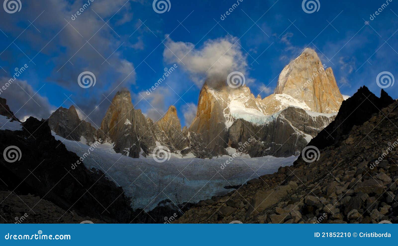 Fitz Roy Peak and Range at Sunrise Stock Photo - Image of national ...