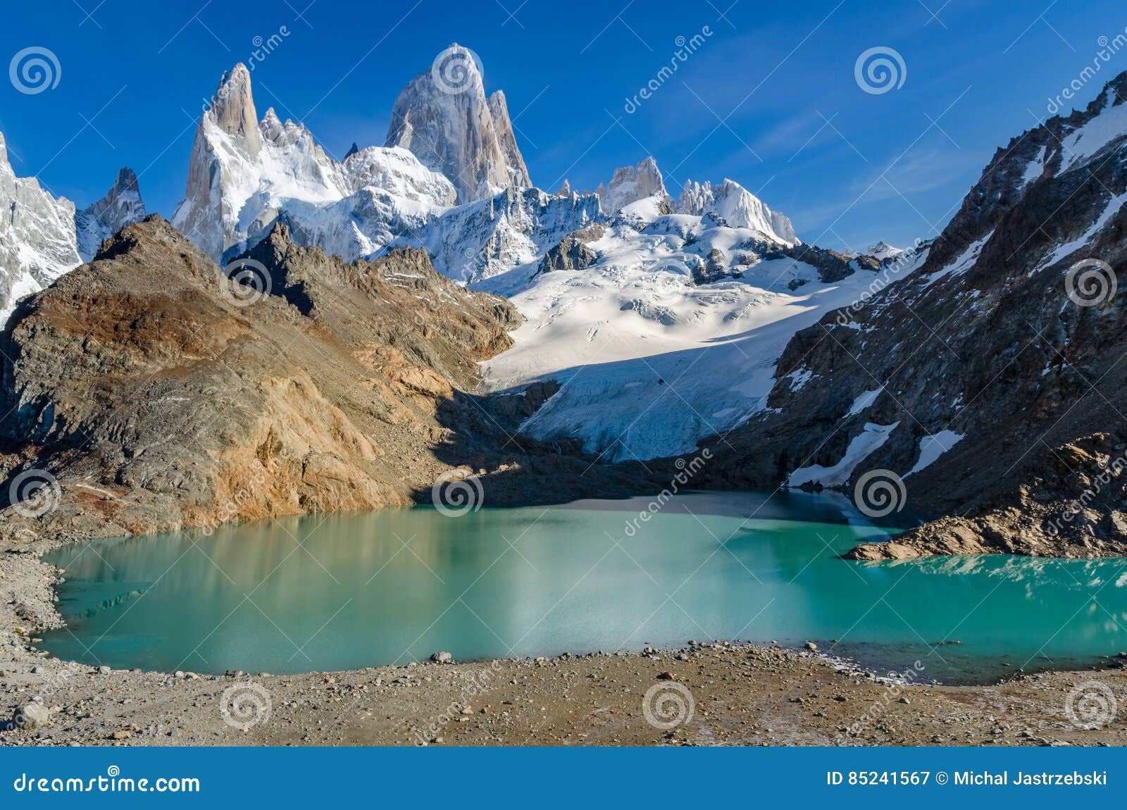 Fitz Roy scenic view stock image. Image of trek, reflection - 85241567