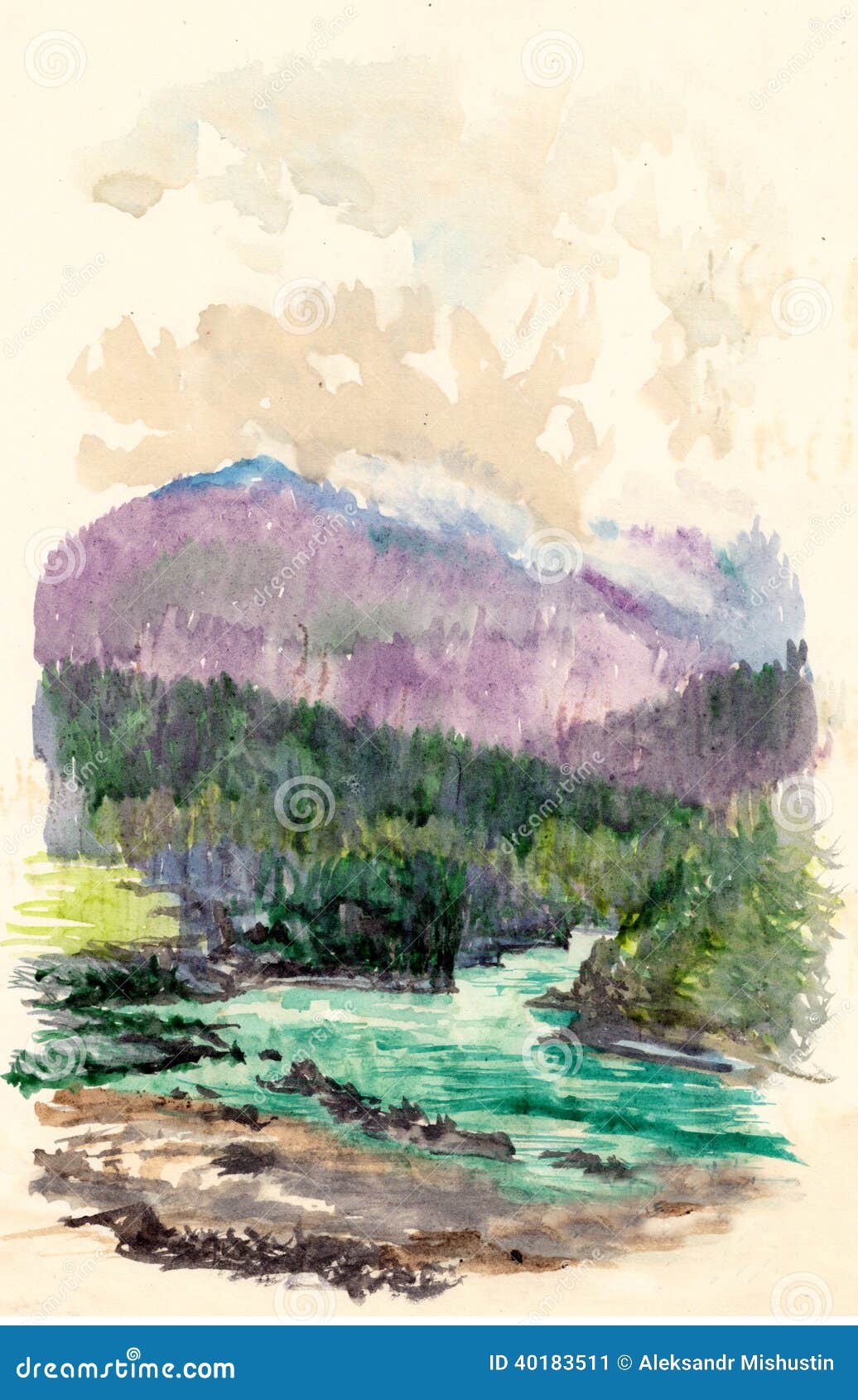 Fiume del disegno illustrazione di stock. Illustrazione di cielo - 40183511