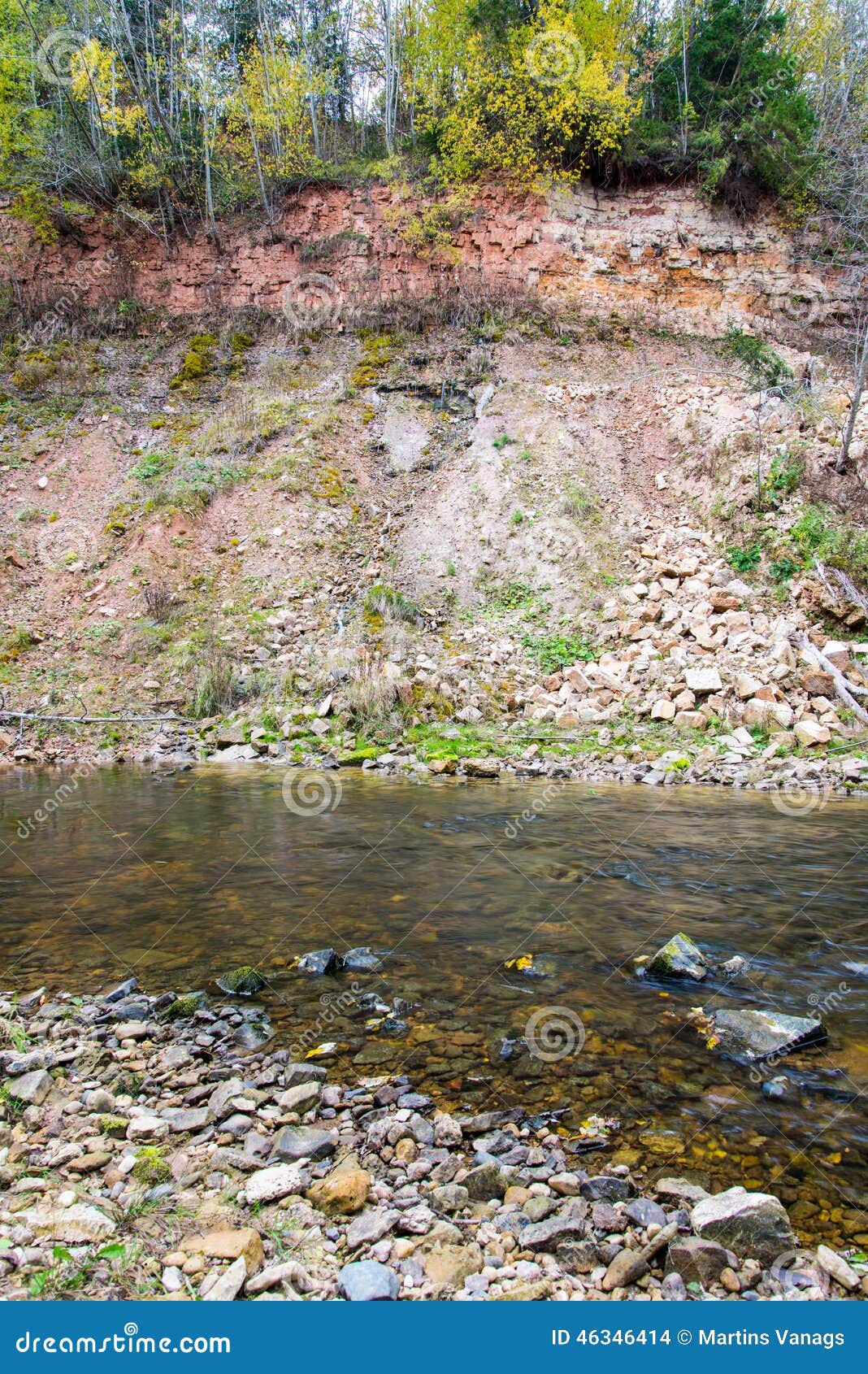 Fiume Della Montagna Con Le Rocce E Le Arenarie Fotografia Stock ...