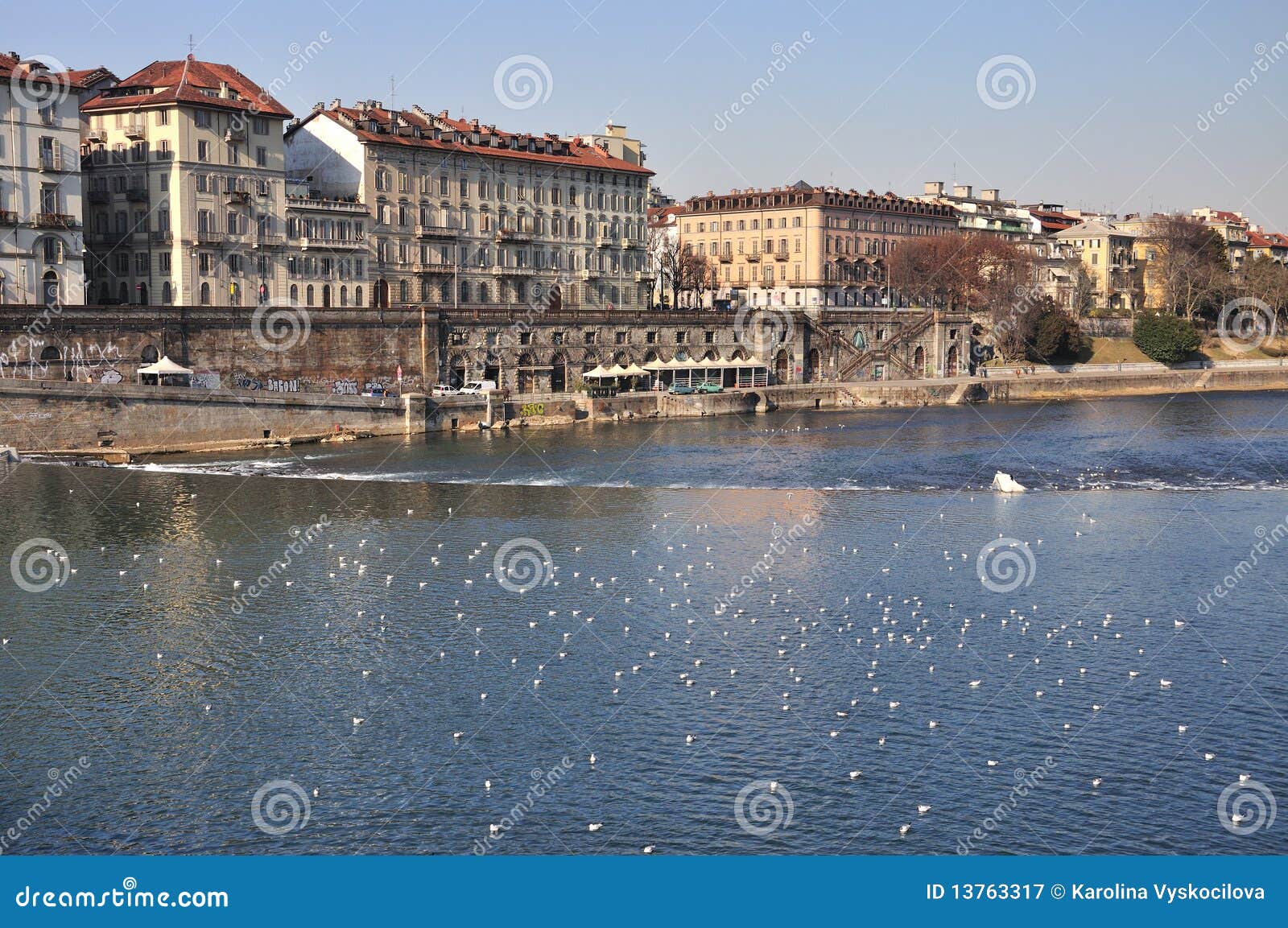 Fiume Po a Torino, Italia immagine stock. Immagine di castello - 13763317