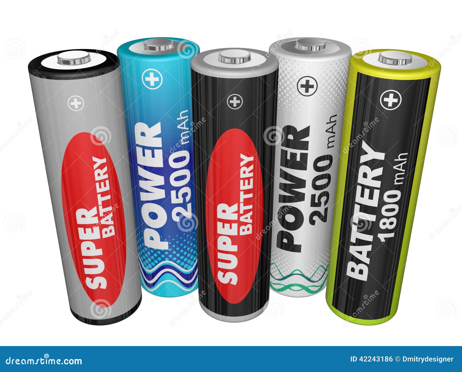 Five AA batteries stock illustration. Illustration of energy - 42243186