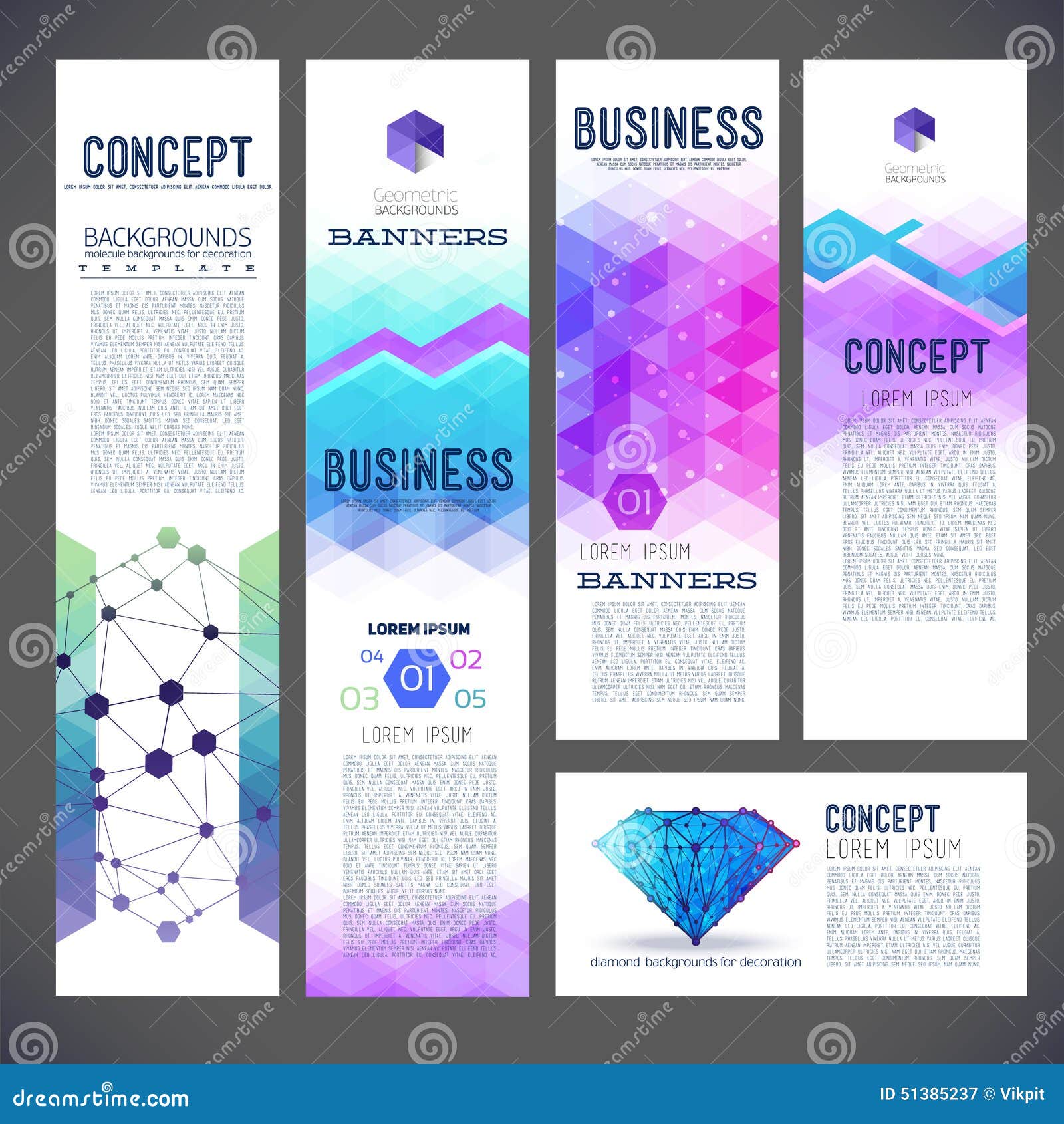 Five Abstract Design Banners, Business Theme Stock Vector ...
