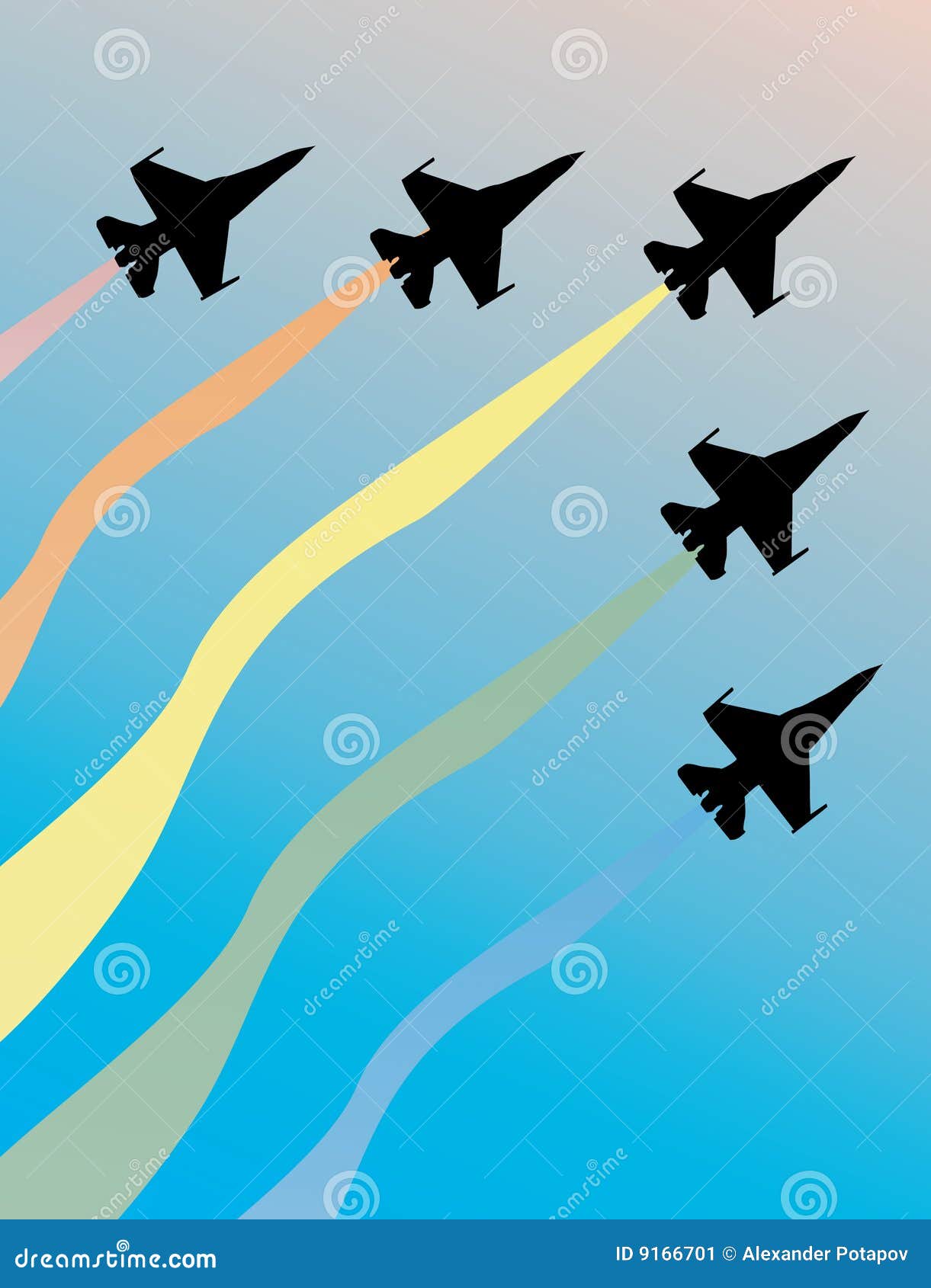 Five Airplanes Silhouettes in Sky Stock Illustration - Illustration of ...