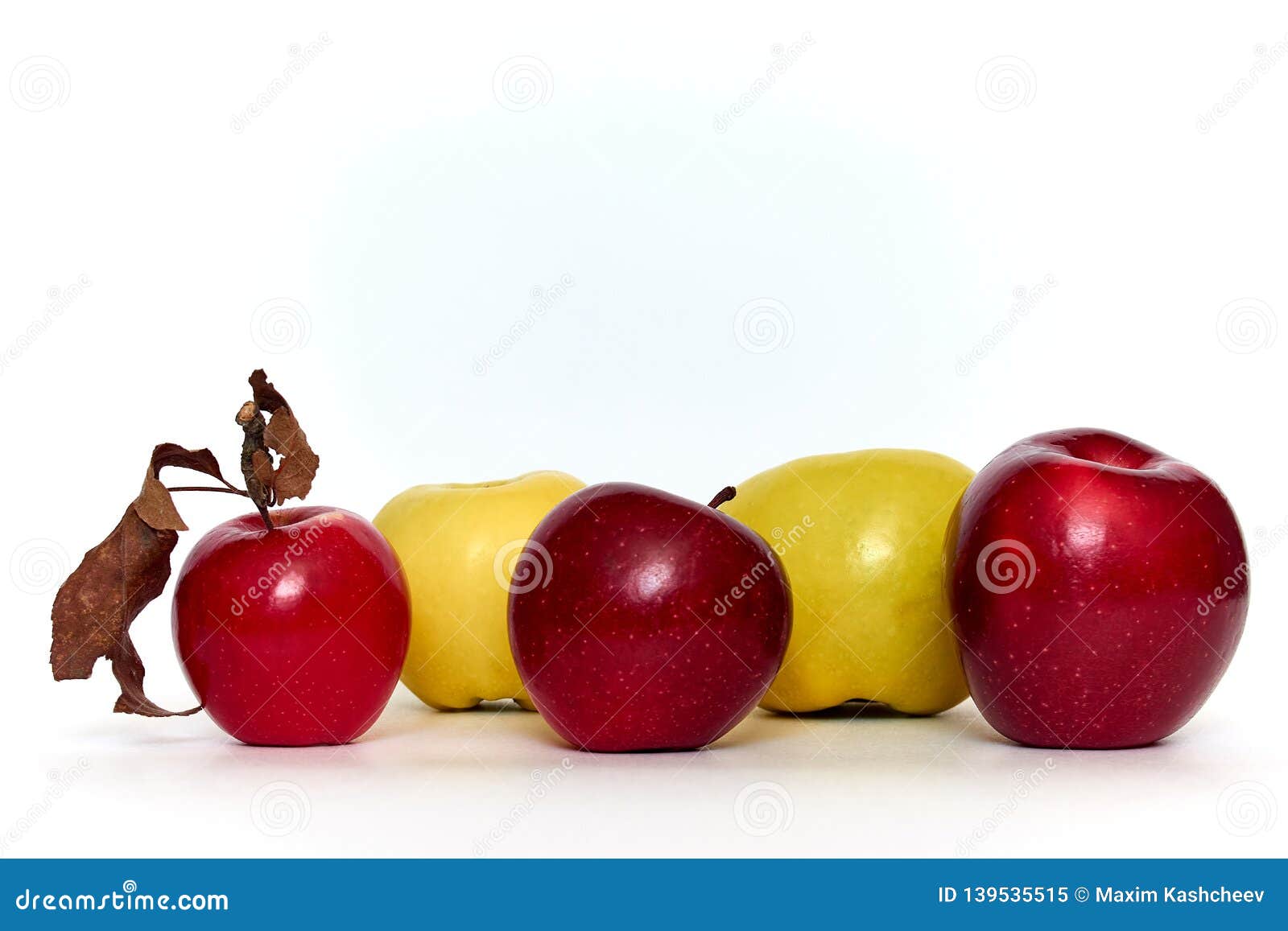 Five Apples, Isolated on a White Background Stock Image - Image of ...