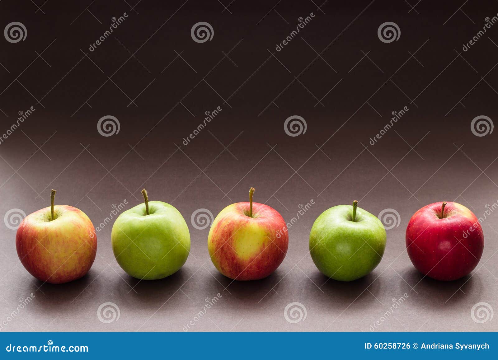 Five Apples in a row stock photo. Image of copy, background - 60258726