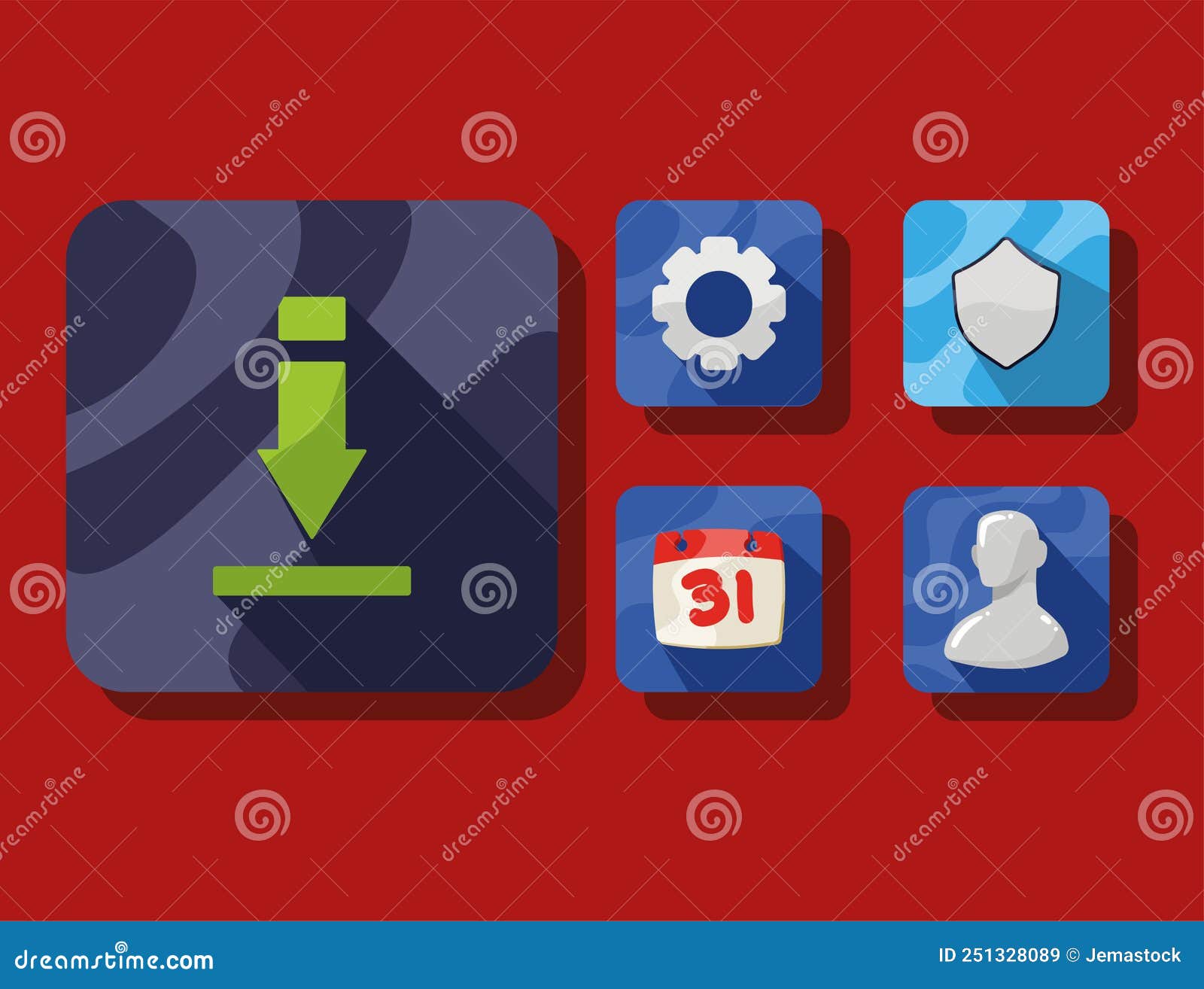 Five Applications Menu Buttons Stock Vector - Illustration of marketing ...