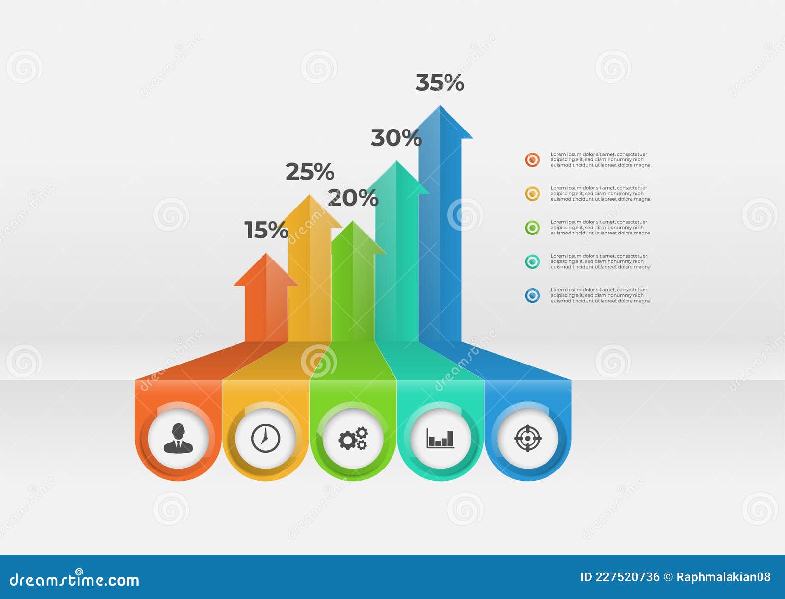 Five Arrows Infographic Elements. Business Template for Presentation ...