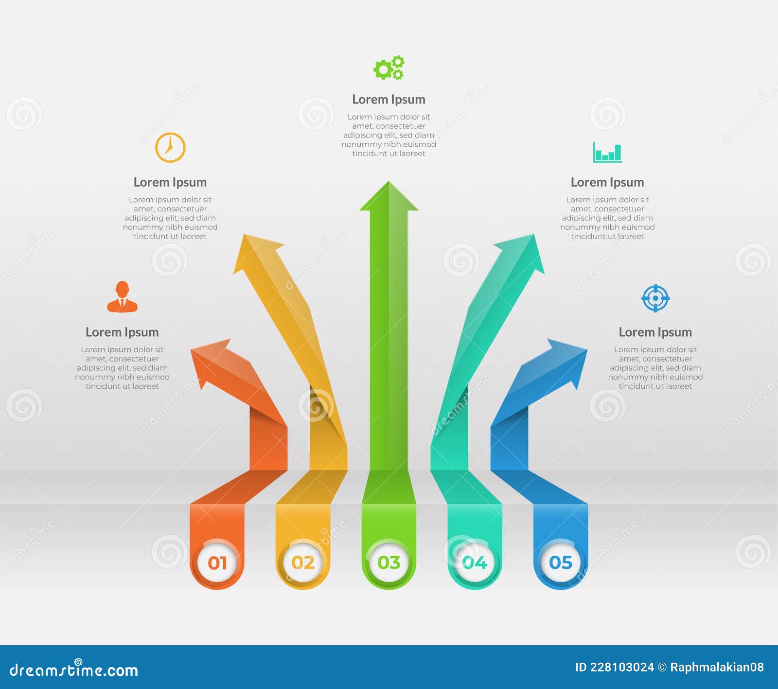 Five Arrows Infographic Elements. Business Template for Presentation ...