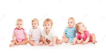 Five babies isolated stock image. Image of childhood - 85576485