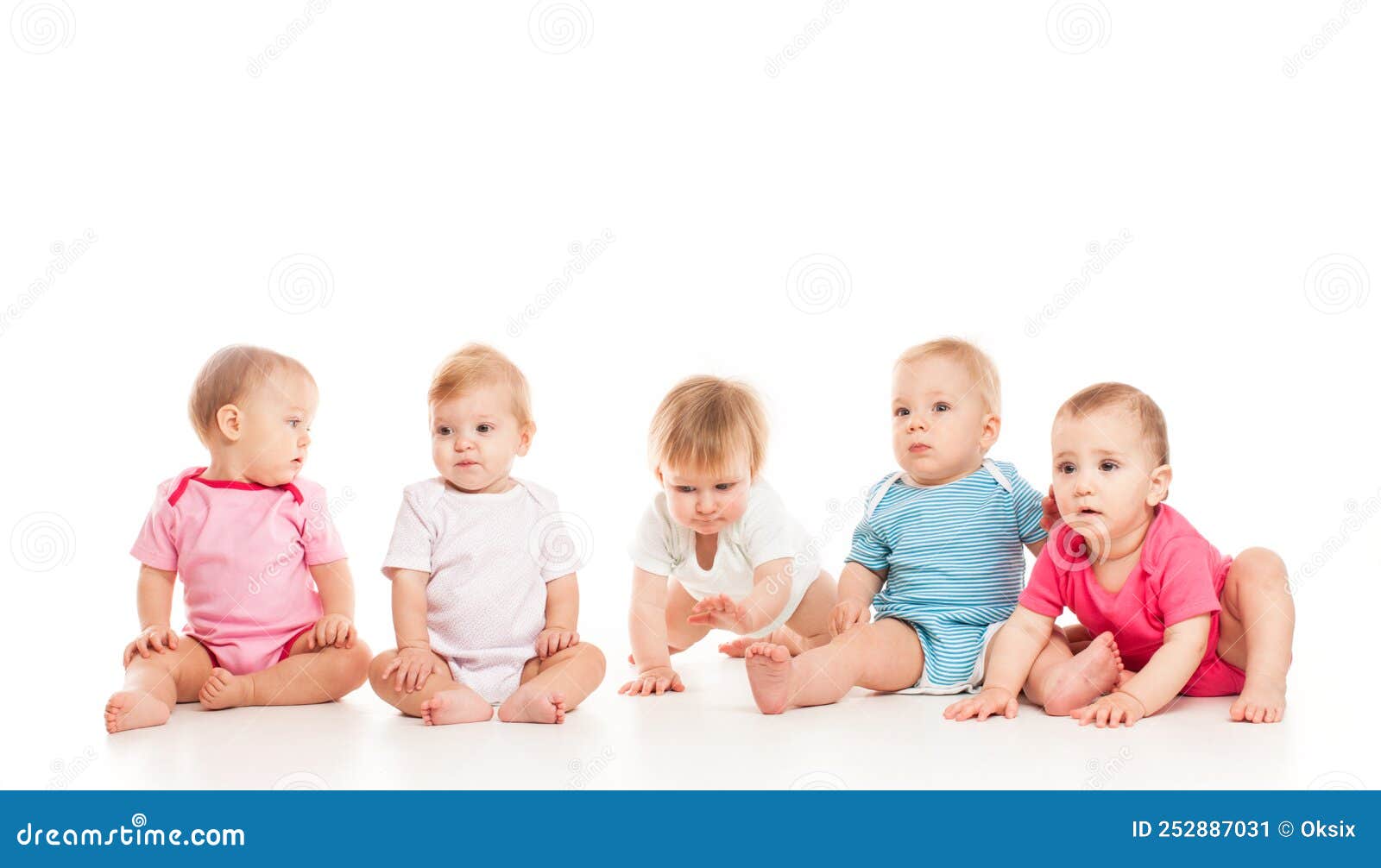Five Babies Isolated Isolated on White Background Stock Image - Image ...