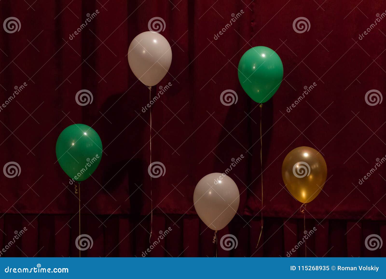 Five Balloons of Different Colors on a Red Background. for Decoration ...
