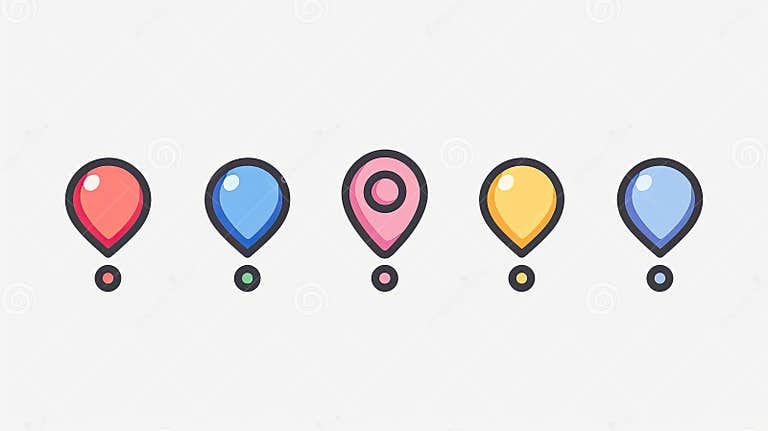 Five Balloons with a Map on Top of Them Stock Illustration ...