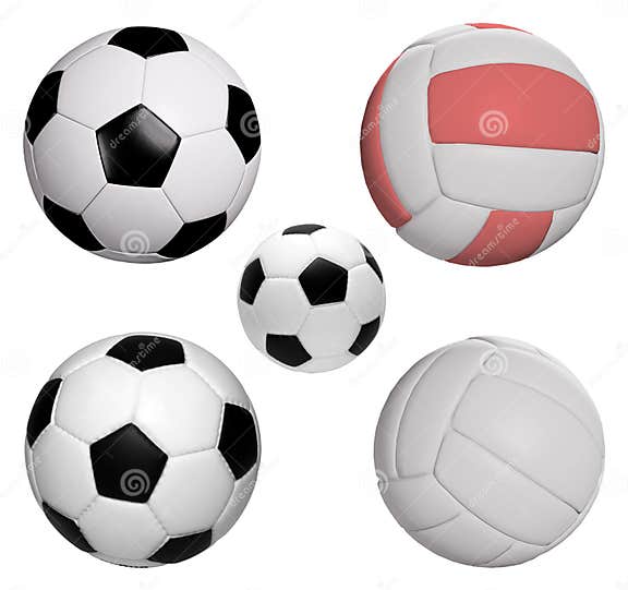 Five Balls Collection Isolated with Clipping Path Stock Photo - Image ...